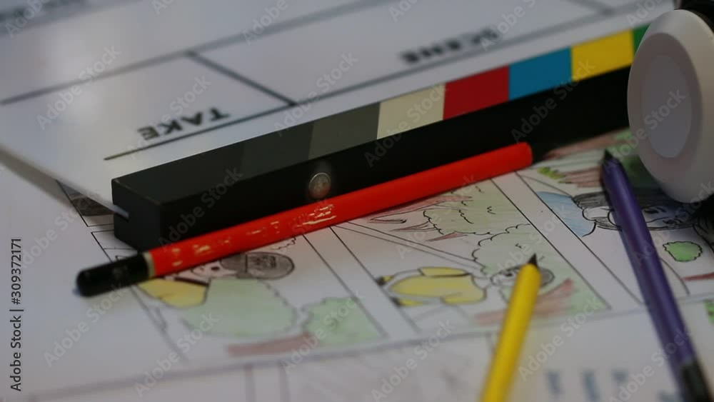 Designer creative drawing in storyboard for film movie, Video Pre ...