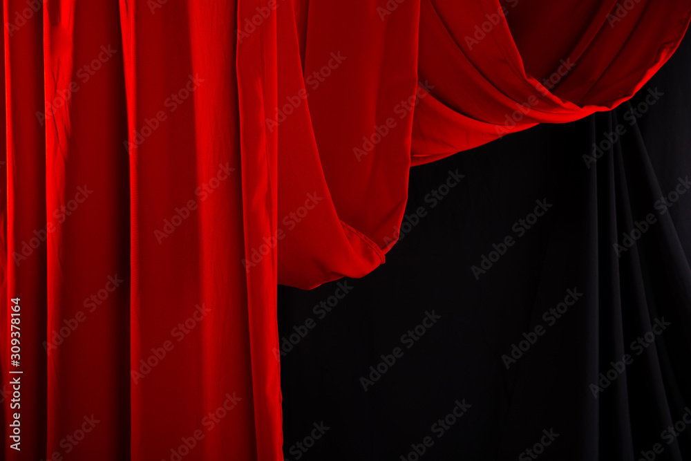 Red Curtain drape wave with studio lighting, Black with curve Wallpaper ...