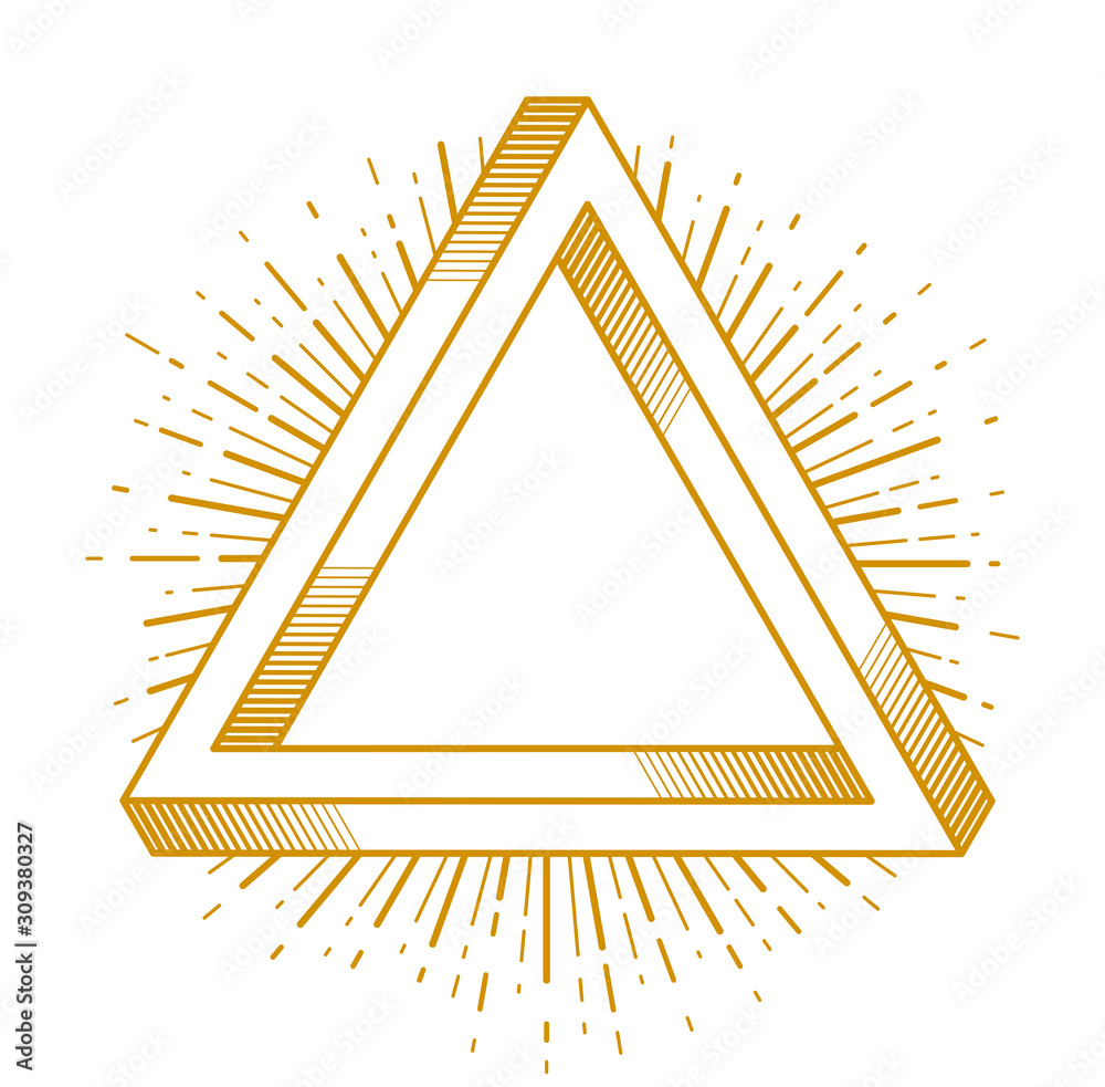 Sacred geometry triangle dimensional 3d impossible shape, vector logo ... Sacred geometry triangle dimensional 3d impossible shape, vector logo ...