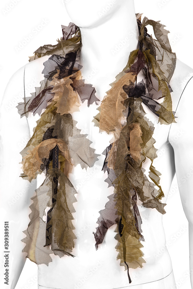 Ghillie suit isolated on white background. Camouflage sniper suit on a ...