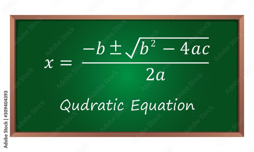 Mathematical formula of quadratic equation written on the chalkboard ...