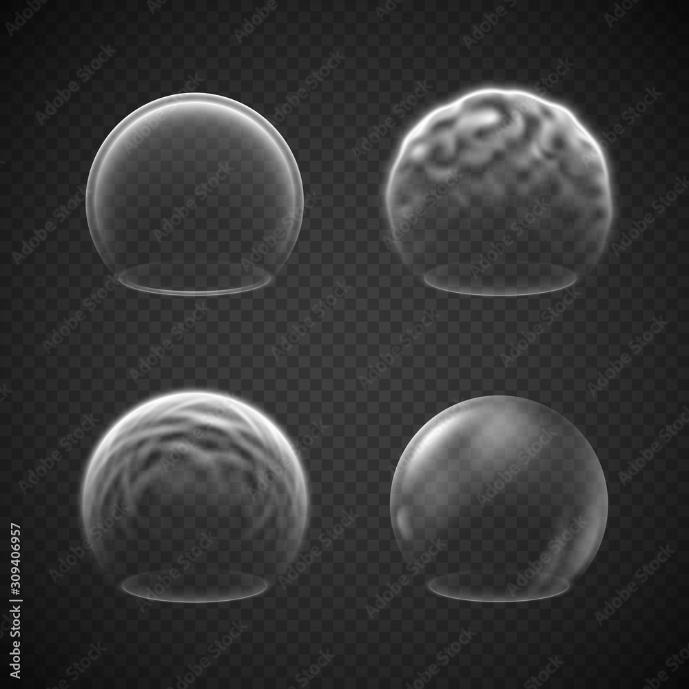 Energy shield effects isolated on transparency grid, a set of various ...