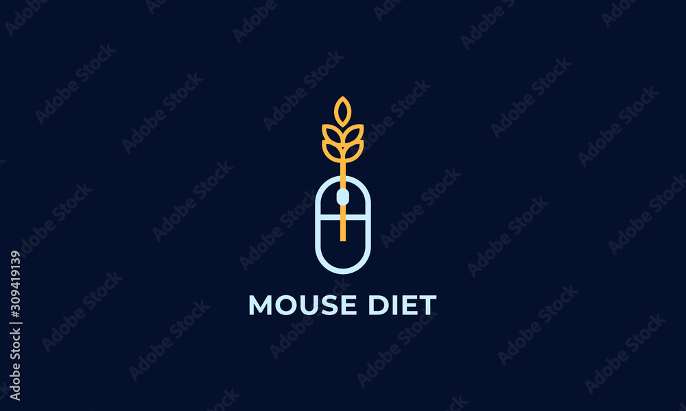 Minimalist line art Mouse Diet logo. This logo icon incorporate with ...