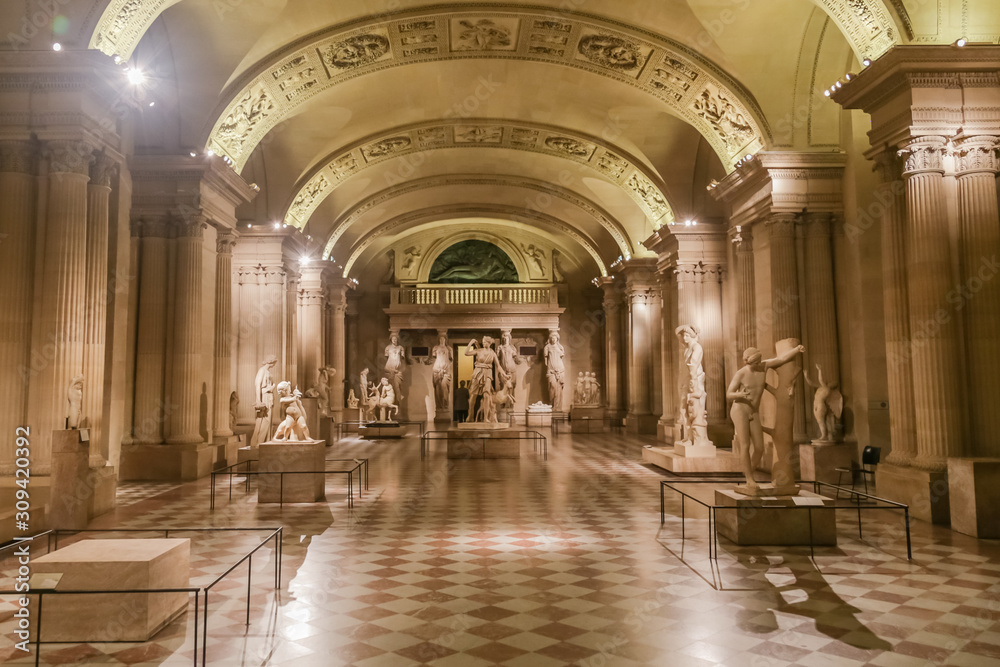 PARIS - SEP 10: Louvre museum interior Stock Photo | Adobe Stock