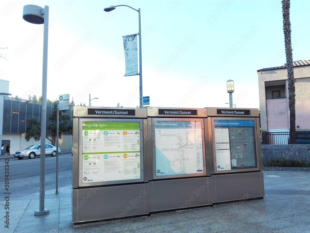 Los Angeles, California – May 2019: LA Metro Rail Information Panel of ...