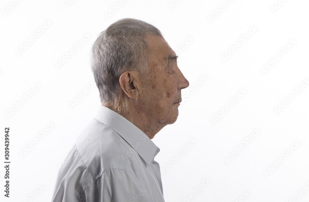 profile portrait of an old man on a white isolated background Stock ...