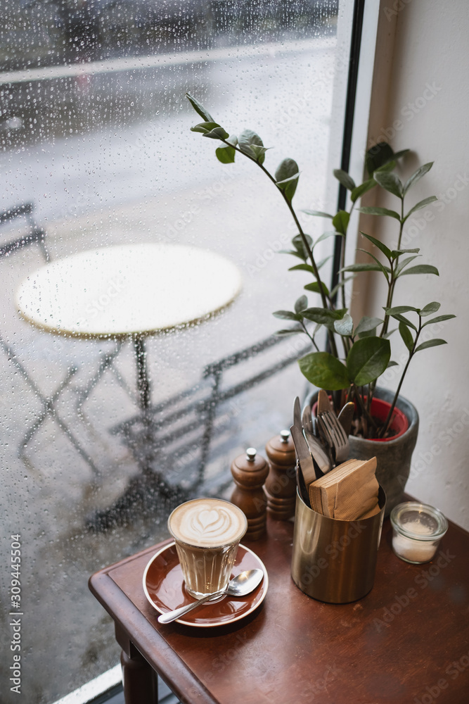 rainy day coffee shop Stock Photo | Adobe Stock