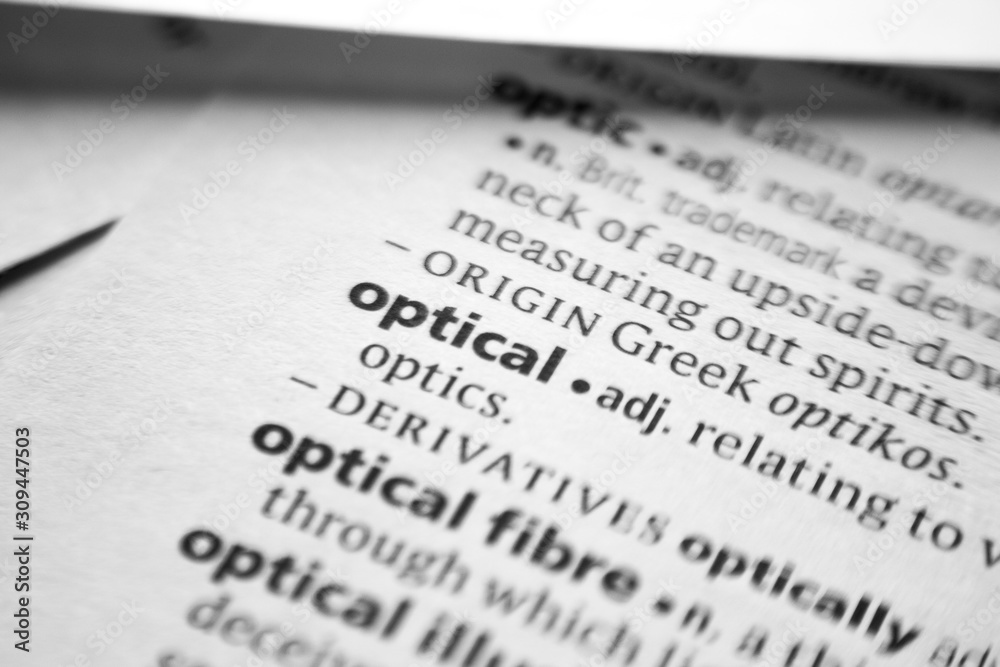 Word or phrase Optical in a dictionary. Stock Photo | Adobe Stock