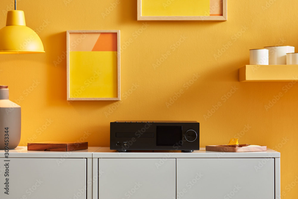 Music player in modern room interior Stock Photo | Adobe Stock