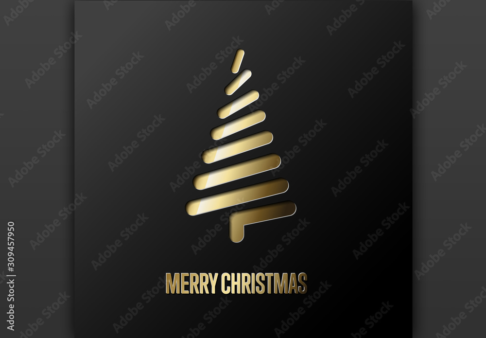 Christmas Card Layout with Stylized Tree Illustration Stock Template ...