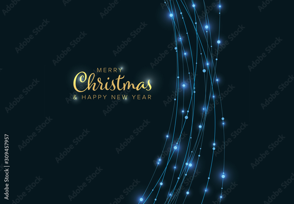 Christmas Card Layout with Blue Lights Stock Template | Adobe Stock