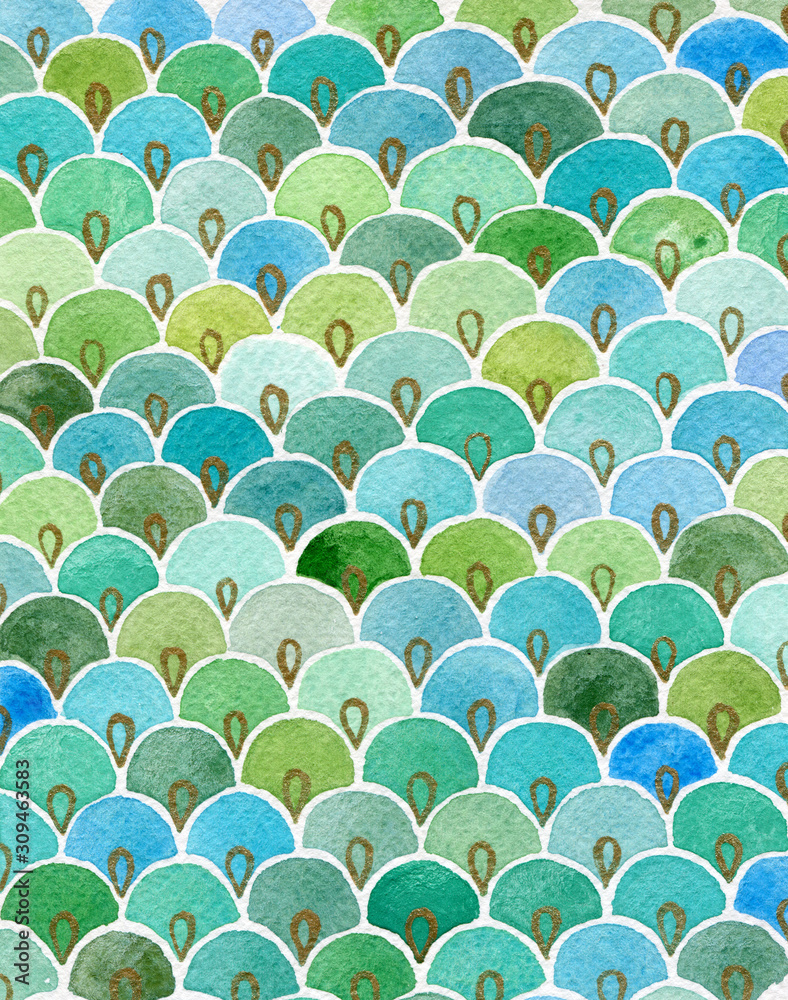 Watercolor fish scale pattern Stock Photo | Adobe Stock