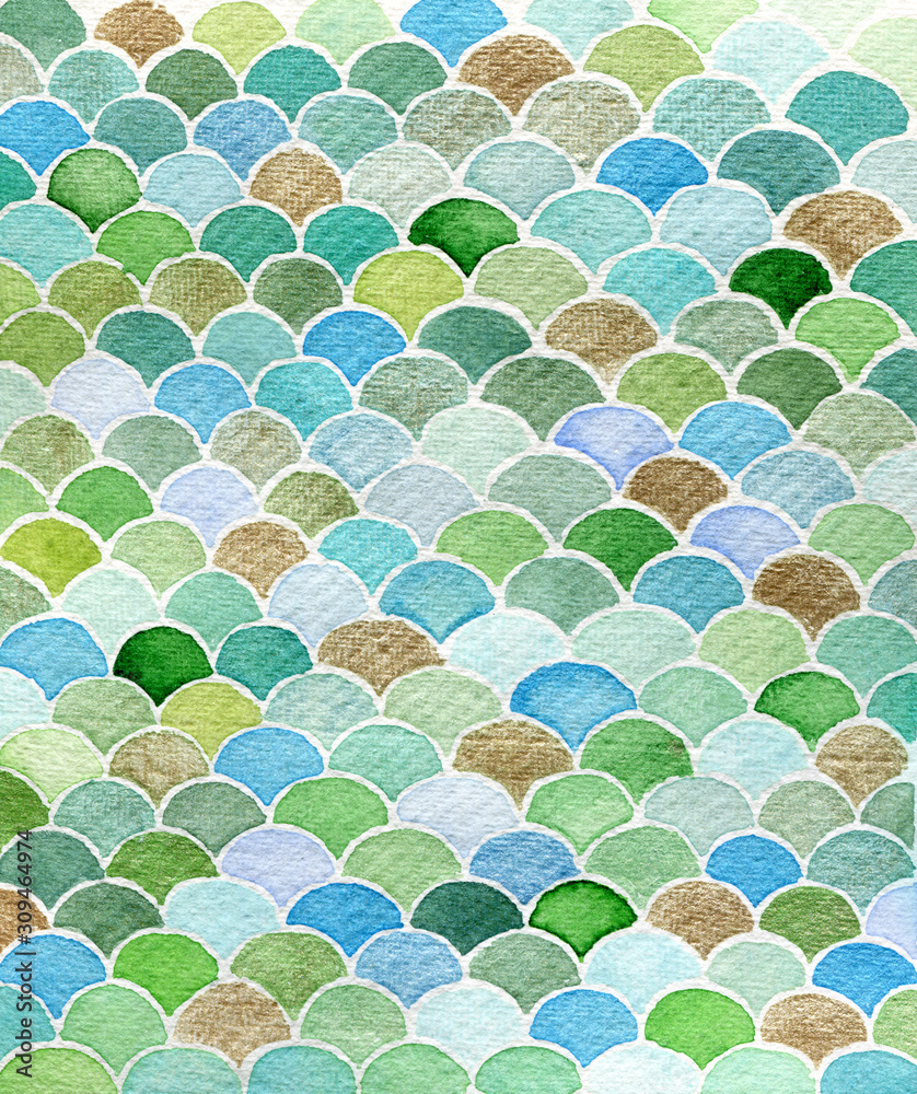 Watercolor fish scale pattern Stock Photo | Adobe Stock