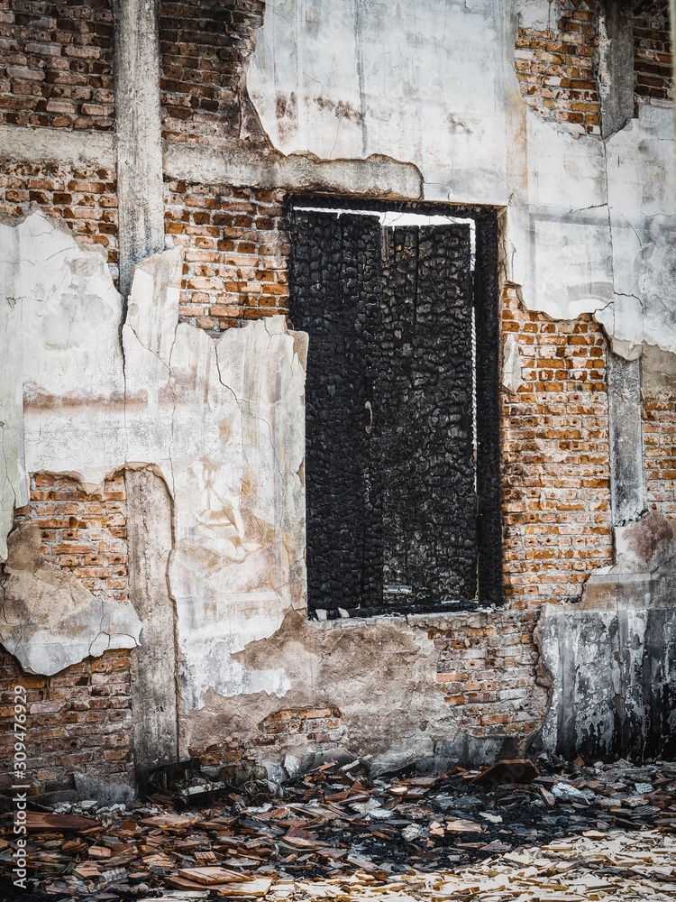 Burned /Burnt Building Caused from Electricity Short Circuit Accident ...