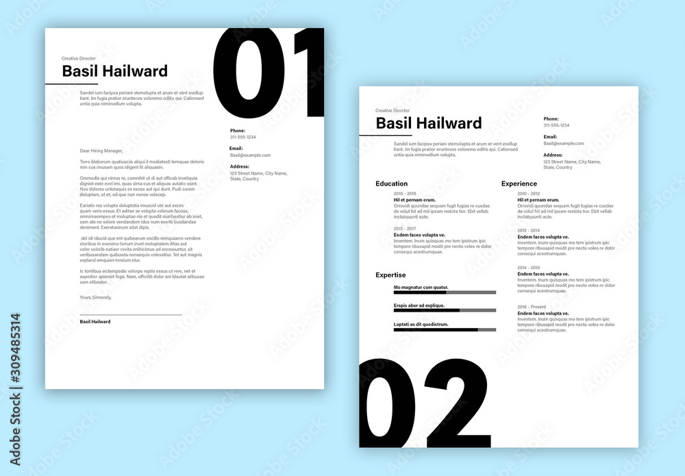 Large Number Resume Layout Set Stock Template | Adobe Stock