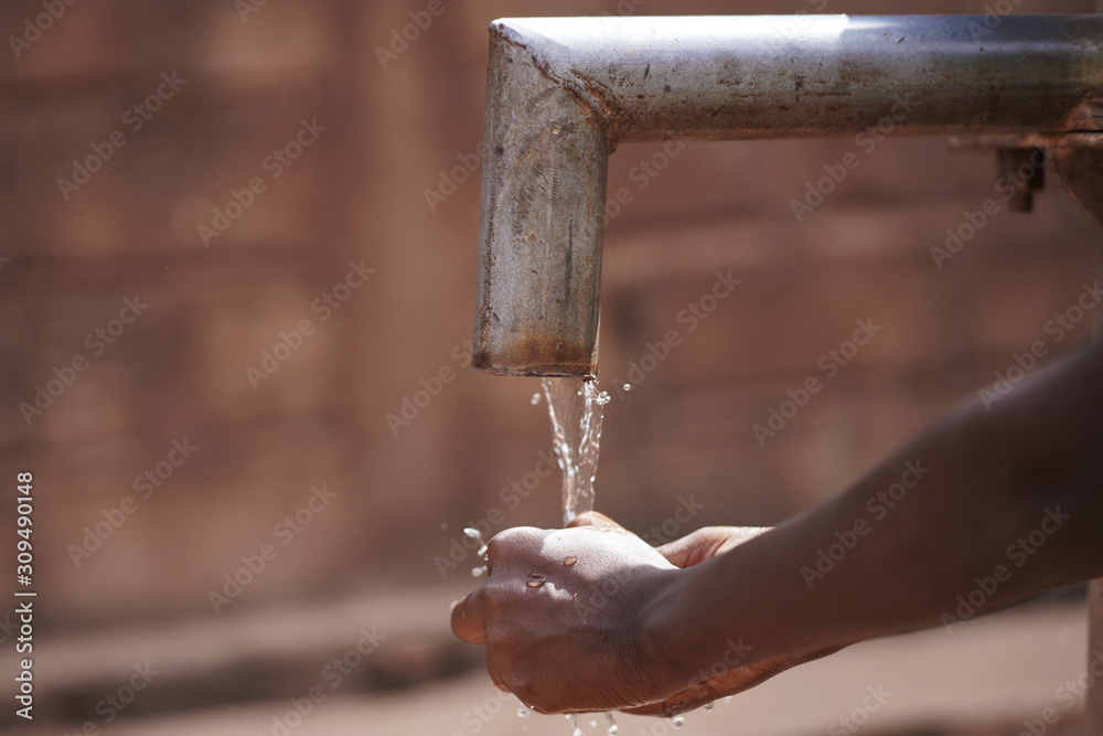 Black Native African Ethnicity Drinking Fresh Water in Bamako, Mali ...