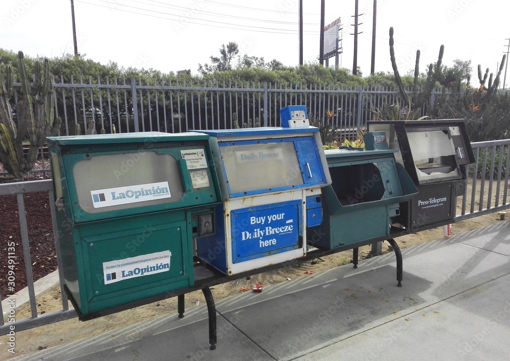 LOS ANGELES, California - September 2018: Newspaper Distribution Box in ...