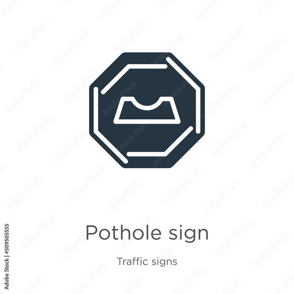 Pothole sign icon vector. Trendy flat pothole sign icon from traffic ...