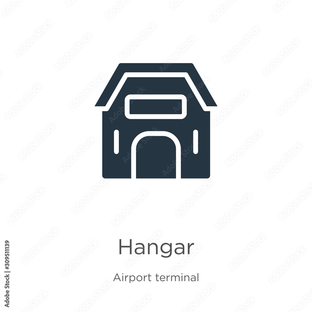 Hangar icon vector. Trendy flat hangar icon from airport terminal ...