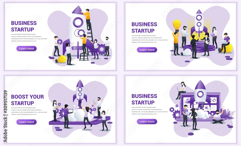 Set of web page design templates for Business start up concept. Can use ...