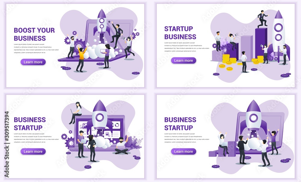 Set of web page design templates for Business start up concept. Can use ...