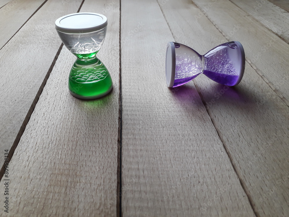 Time reference point. Hourglass on a banner background as a concept of ...