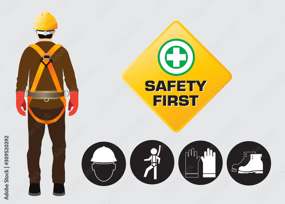 safety first, construction concept, Vector design Stock Vector | Adobe ...
