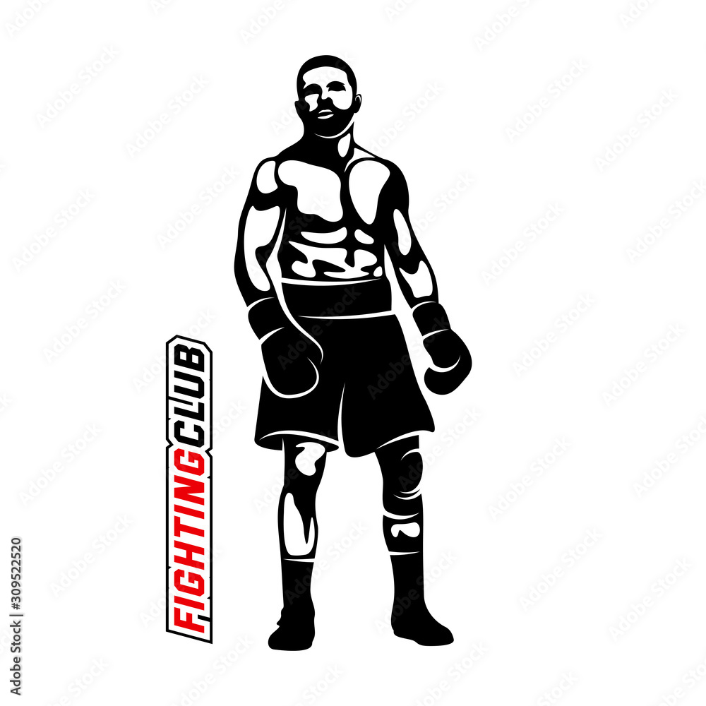 Fight Player logo design vector, boxing logo template, muay thai kick ...