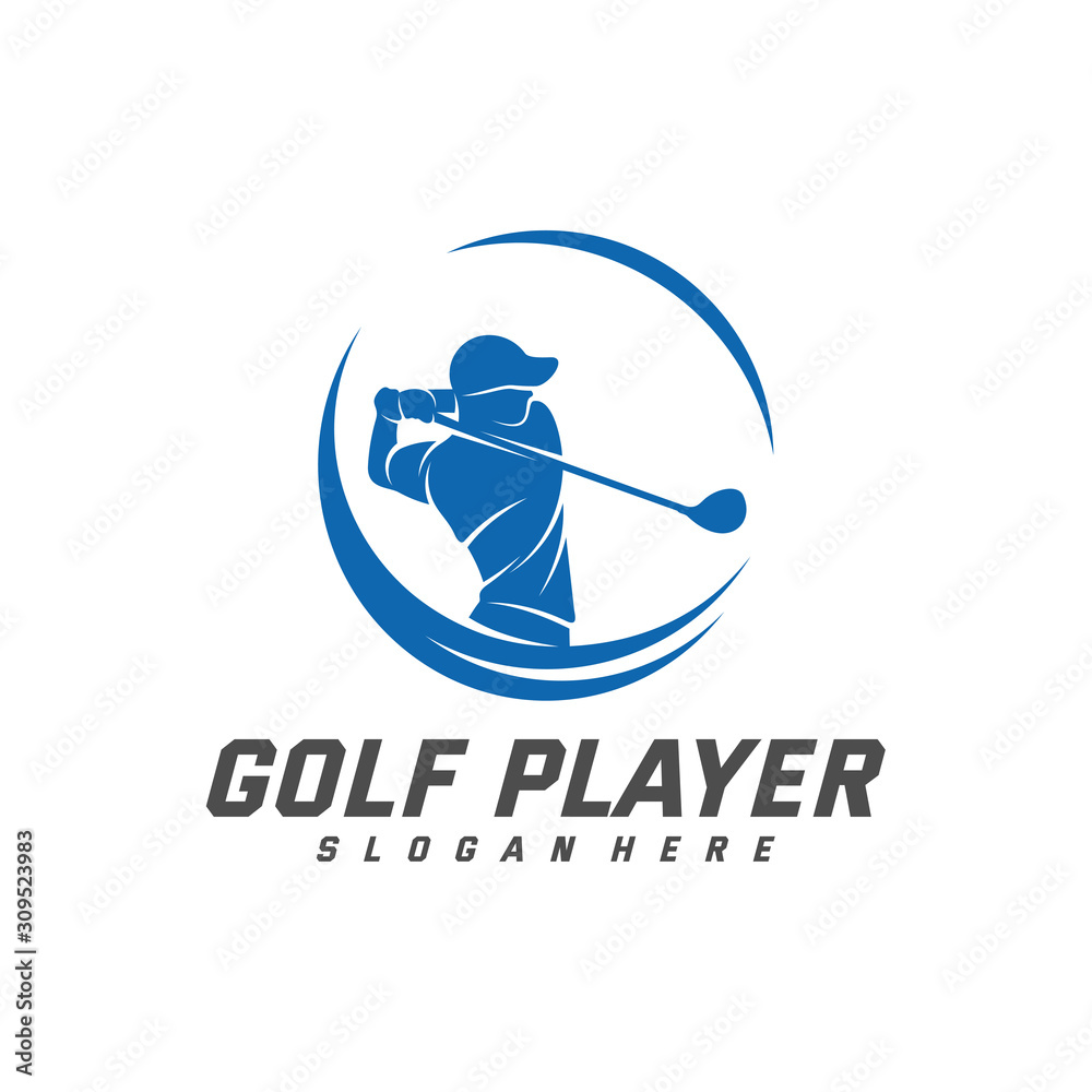 Golf Player logo design vector template, Vector label of golf, Logo of ...