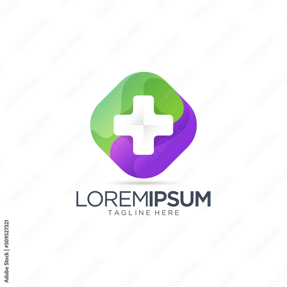 Colorful Abstract Cross Logo Vector Template Stock Vector | Adobe Stock