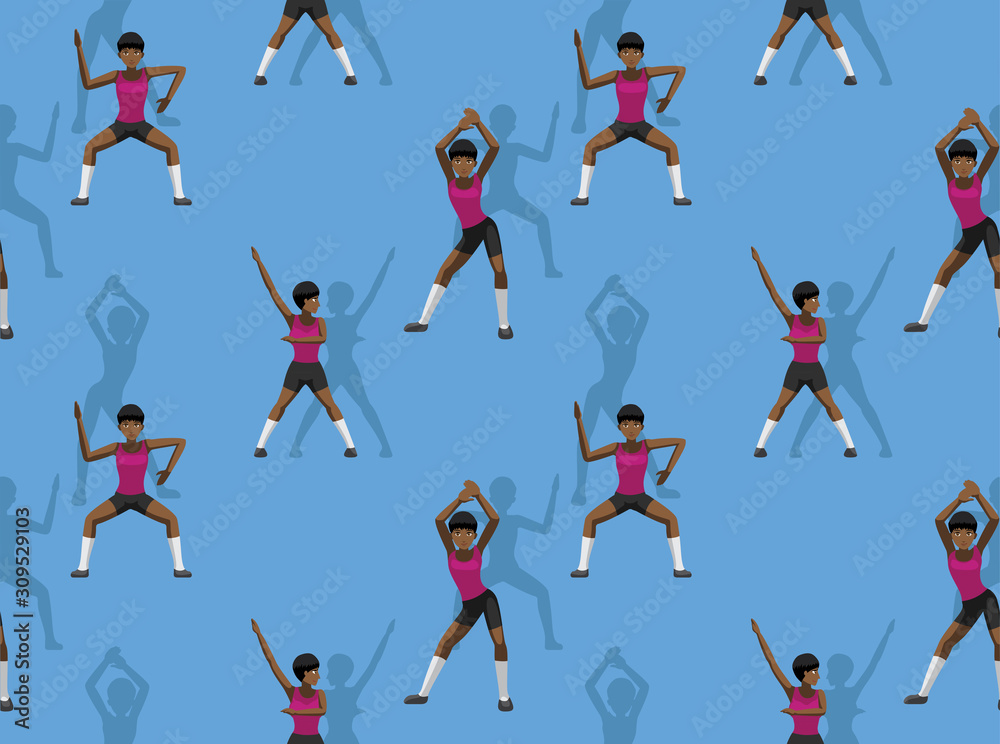 Zumba Dance Black Girl Seamless Background Wallpaper-01 Stock Vector ...