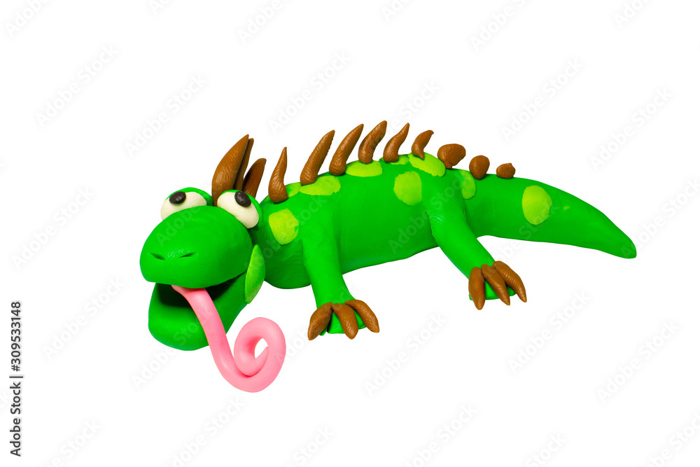 Cartoon characters, Iguana isolated on white background wiht clipping ...