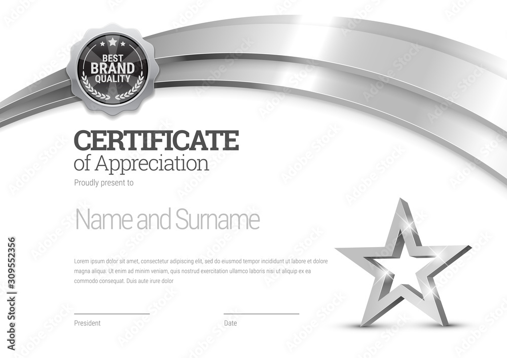 Silver Certificate template. Diploma of modern design or gift ...