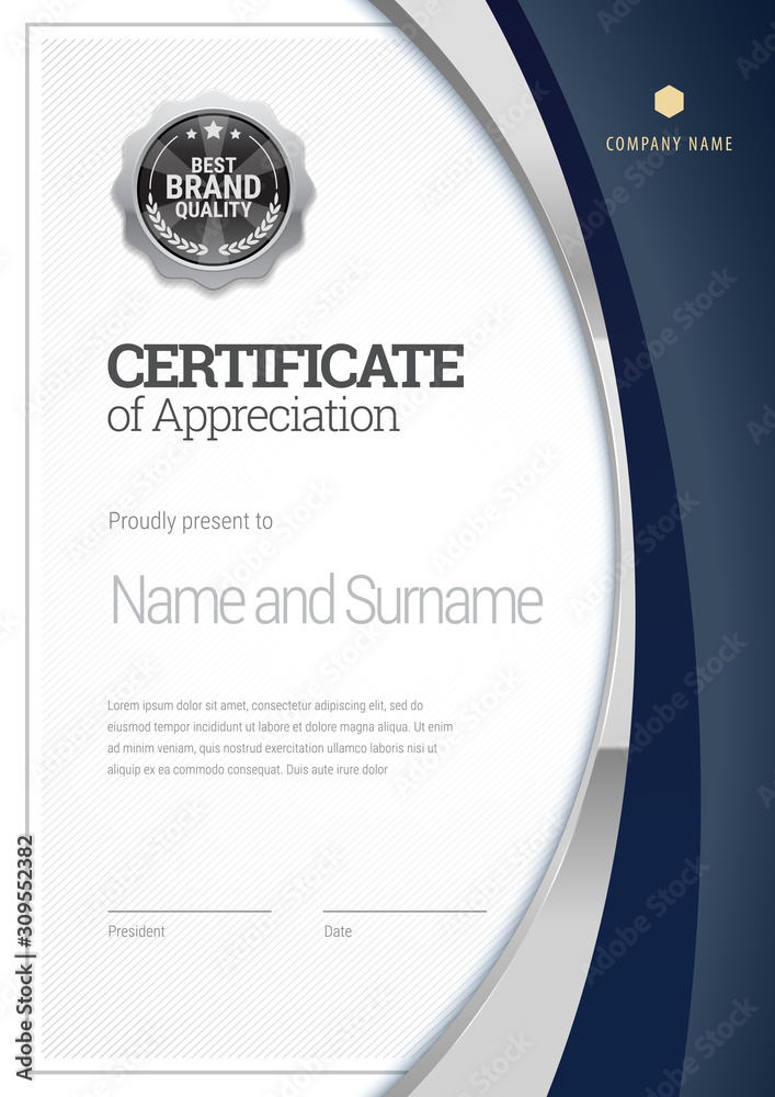 Silver Certificate template. Diploma of modern design or gift ...