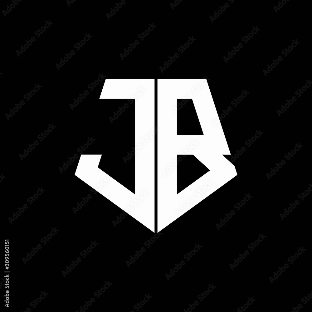 JB logo monogram with pentagon shape style design template Stock Vector ...