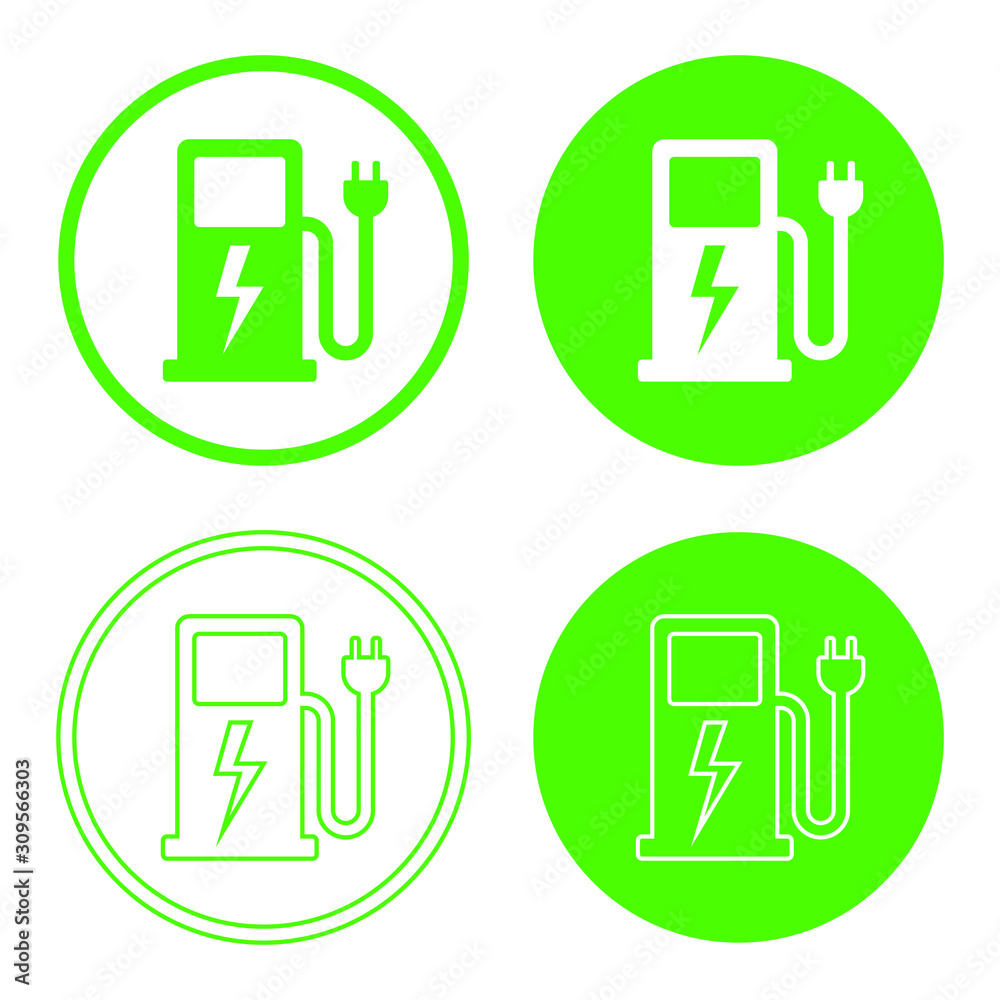 Electrical vehicle road charging station symbol icon. Electric car logo ...