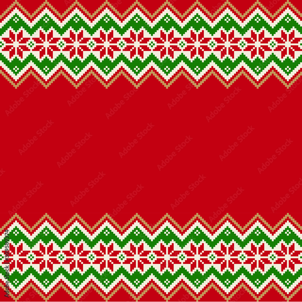 Christmas Fair Isle Floral Seamless Border - This is a fair isle floral ...