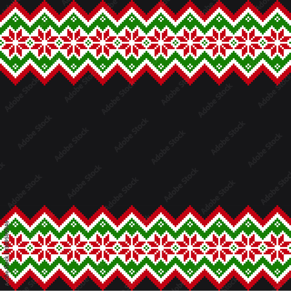 Christmas Fair Isle Floral Seamless Border - This is a fair isle floral ...