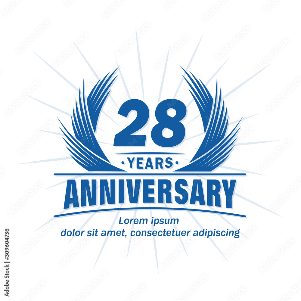 28 years logo design template. 28th anniversary vector and illustration ...
