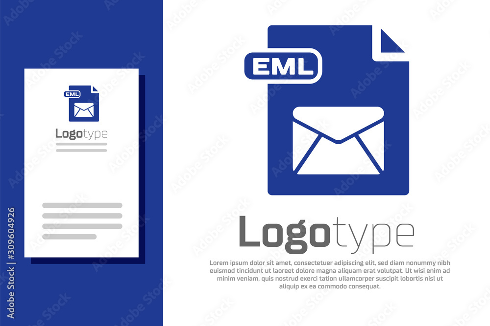 Blue EML file document. Download eml button icon isolated on white ...