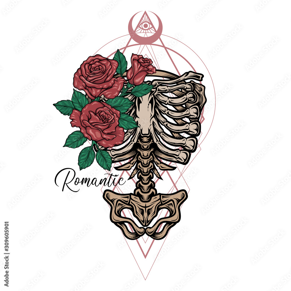 "Romans" - skeleton torso template. Stylish, hand drawn vector ...