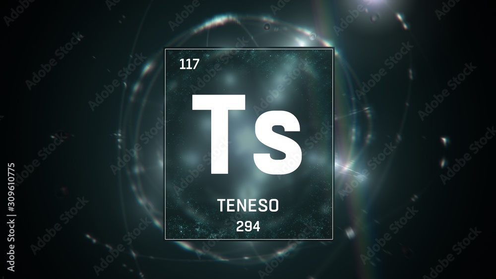 3D illustration of Tennessine as Element 117 of the Periodic Table ...