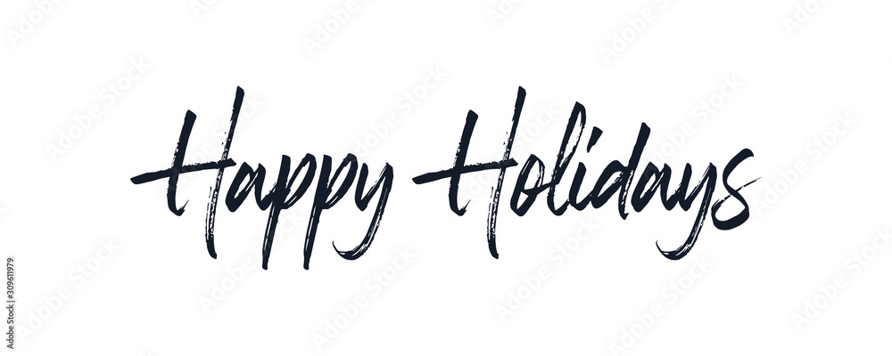 Happy Holidays Text Lettering Handwritten Brush Calligraphy isolated on ...