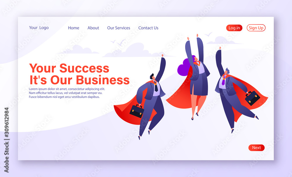 Motivational banner for website, web page. Flat cartoon vector ...