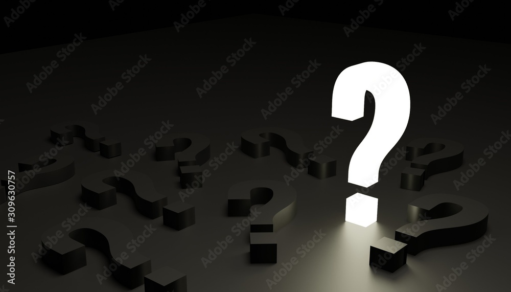 3d questions and answers idea innovation concept with lighting glow ...
