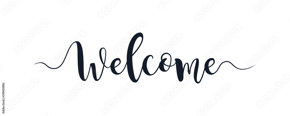 Welcome text lettering hand written calligraphy isolated on white ...