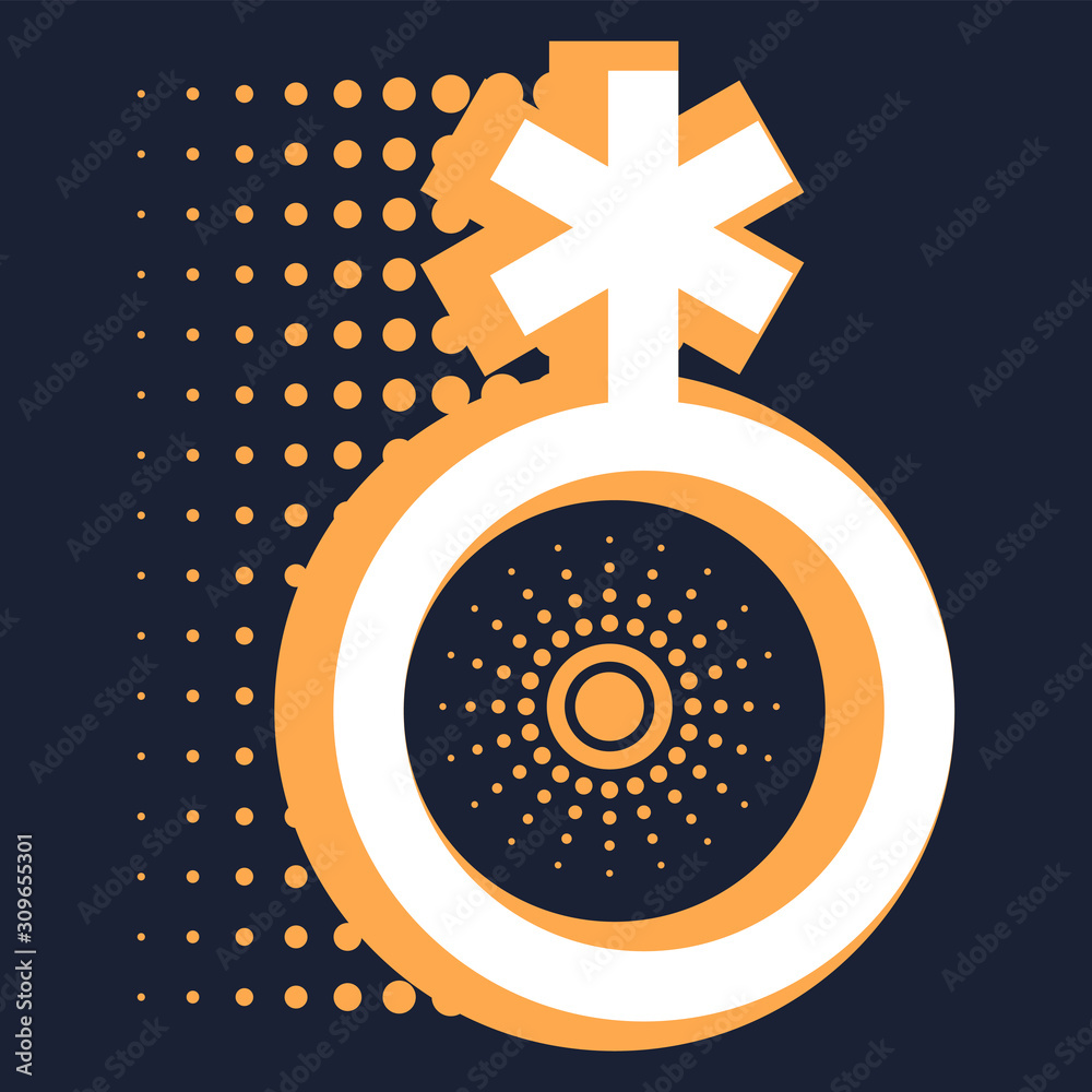 Symbol of non-binary gender identity. Flat, square, two-color sign. In ...