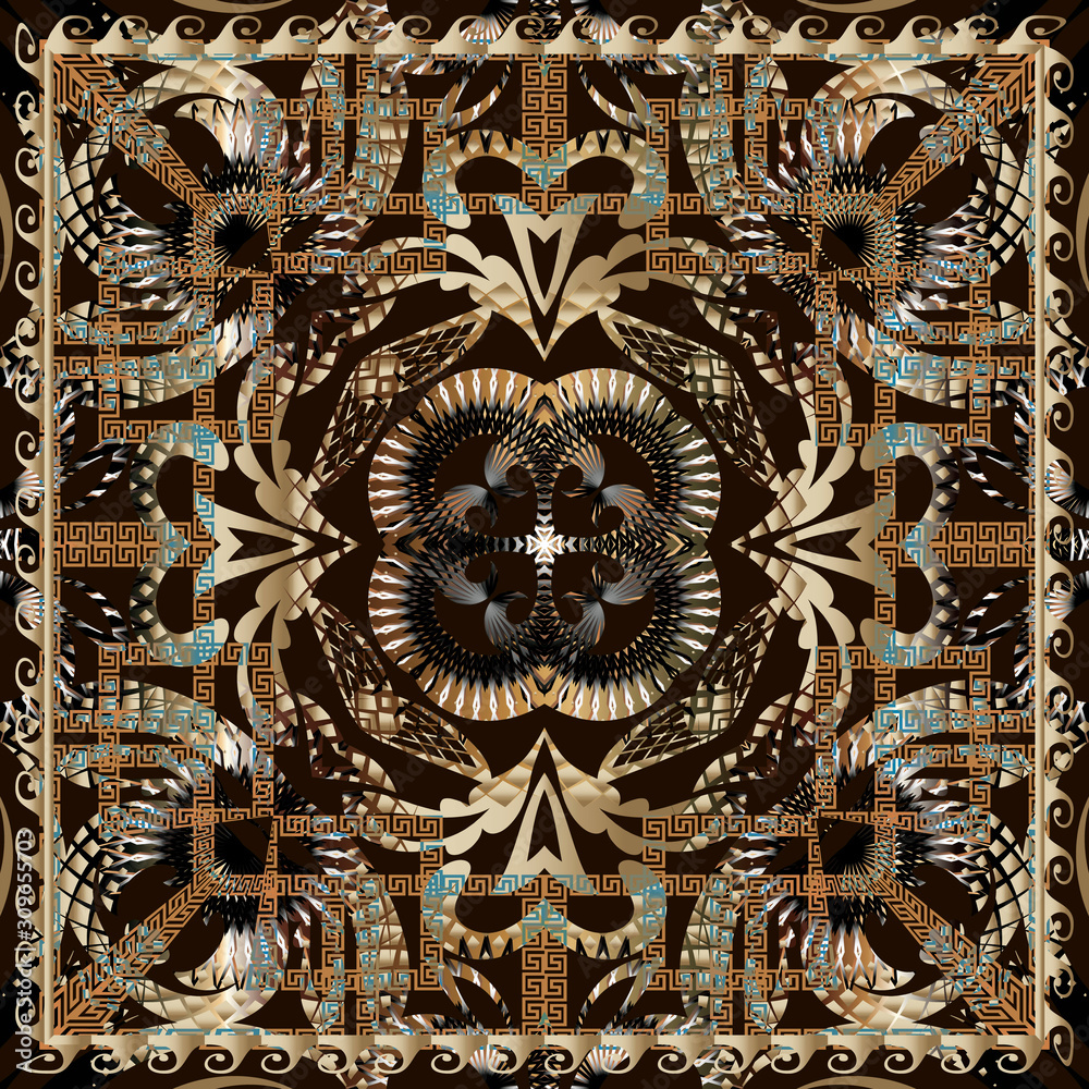 Grunge textured ornamental greek vector seamless pattern. Geometric ...