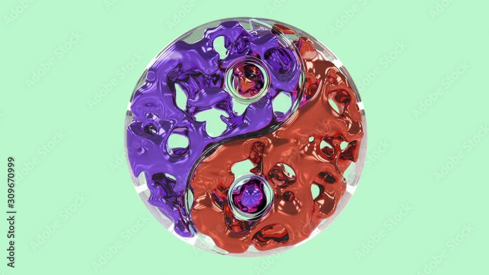 3d animation of oriental (yin yang) symbol with weightless substance or ...