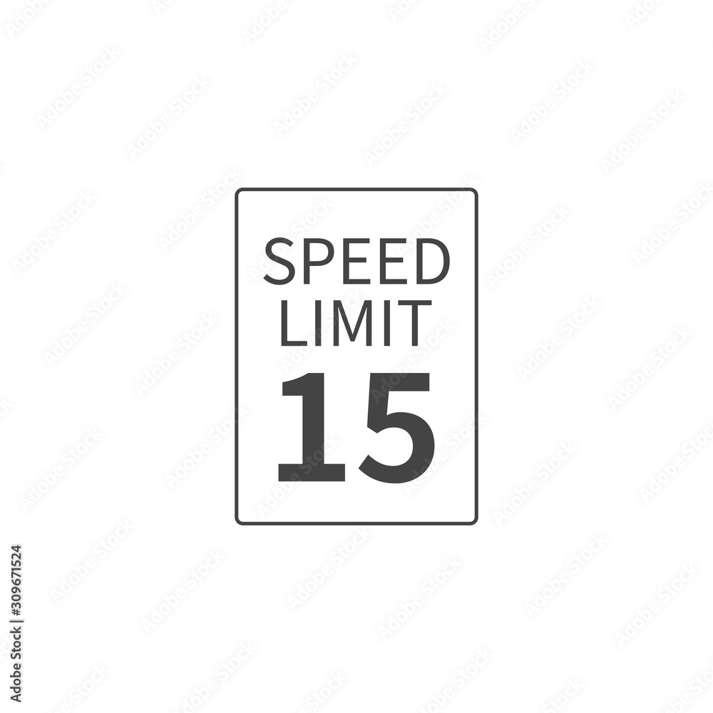 Vector Speed Limit 15 mph on white isolated background. Layers grouped ...